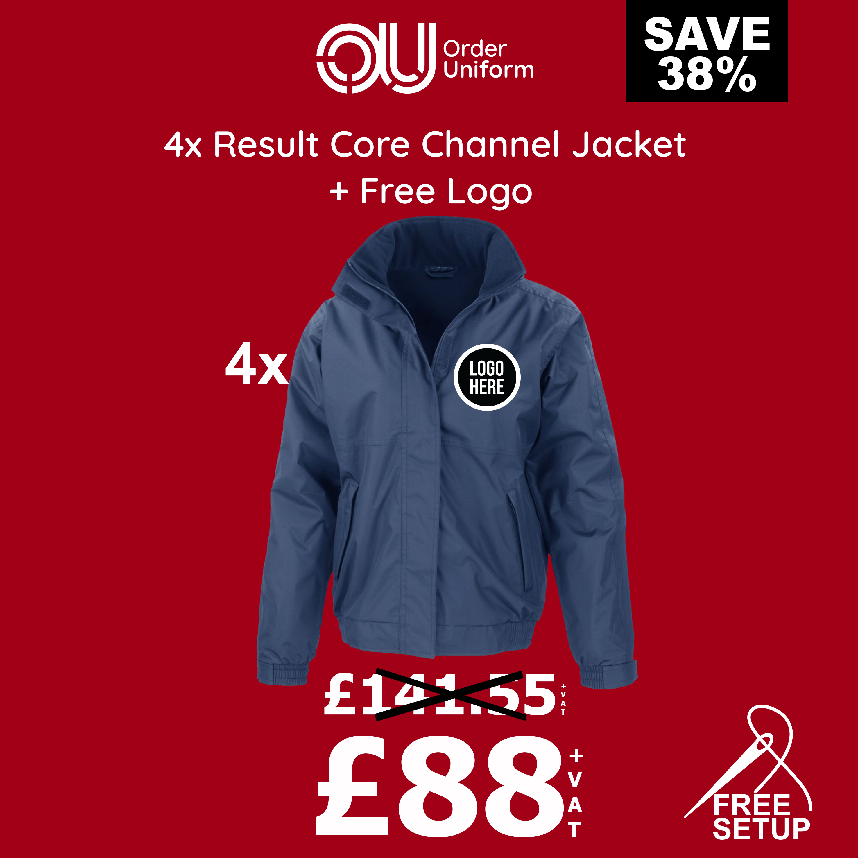 4x Result Core Channel Jacket + Free Logo | Order Uniform UK Ltd