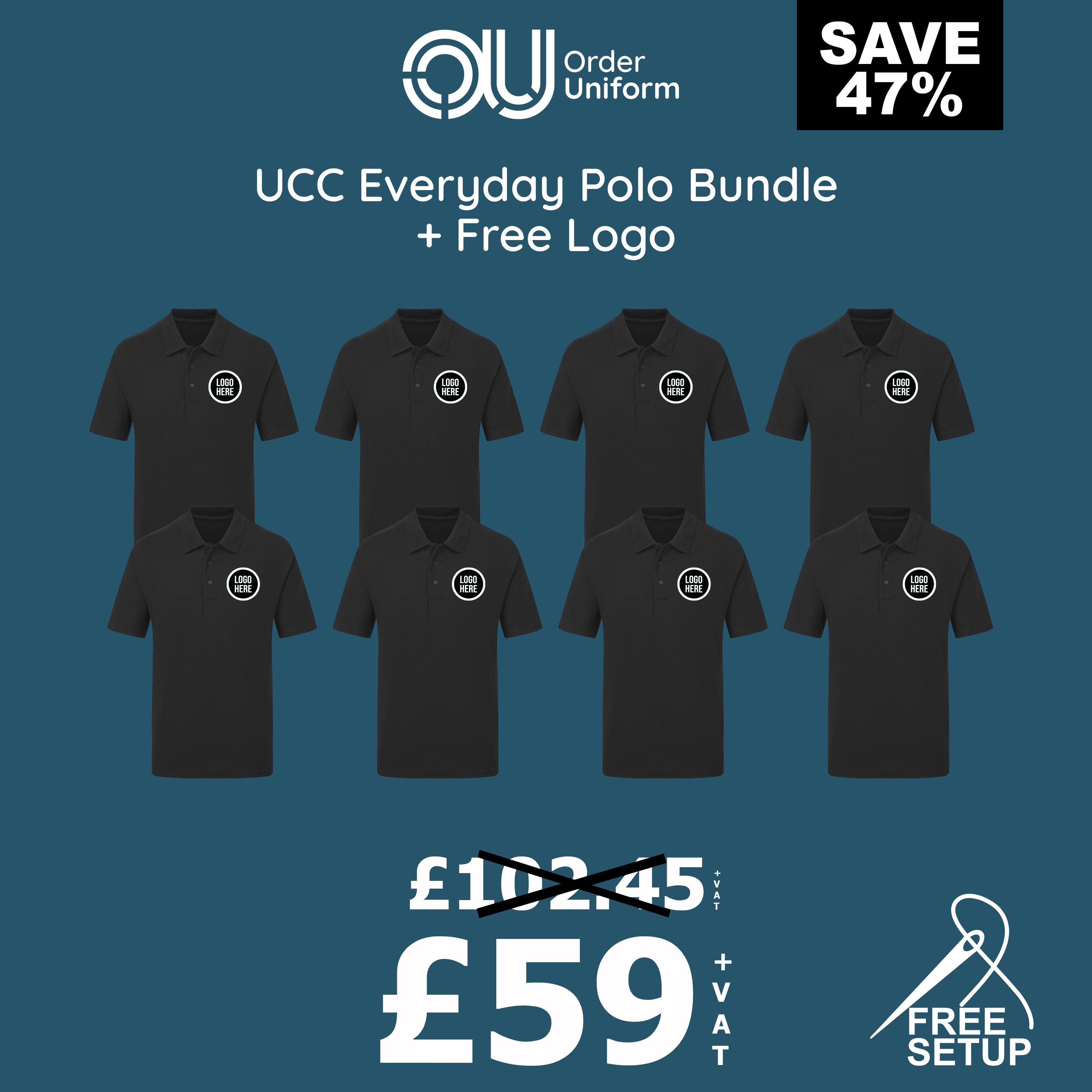 8x UCC Everyday Polo Bundle + Free Logo | Order Uniform UK Ltd