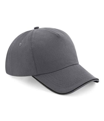 Beechfield Authentic Piped 5 Panel Cap - Graphite Grey/Black