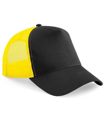 Beechfield Snapback Trucker Cap - Black/Yellow