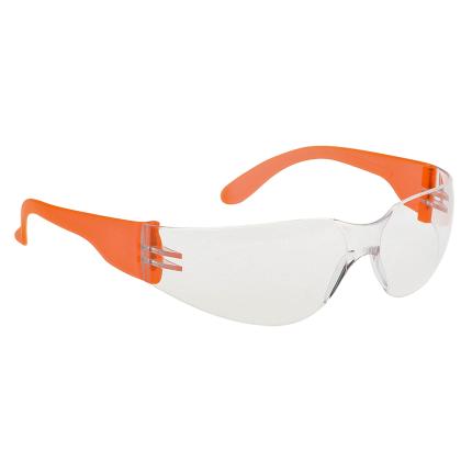 Portwest Wrap Around Spectacles - Clear/Orange Hi-Vis