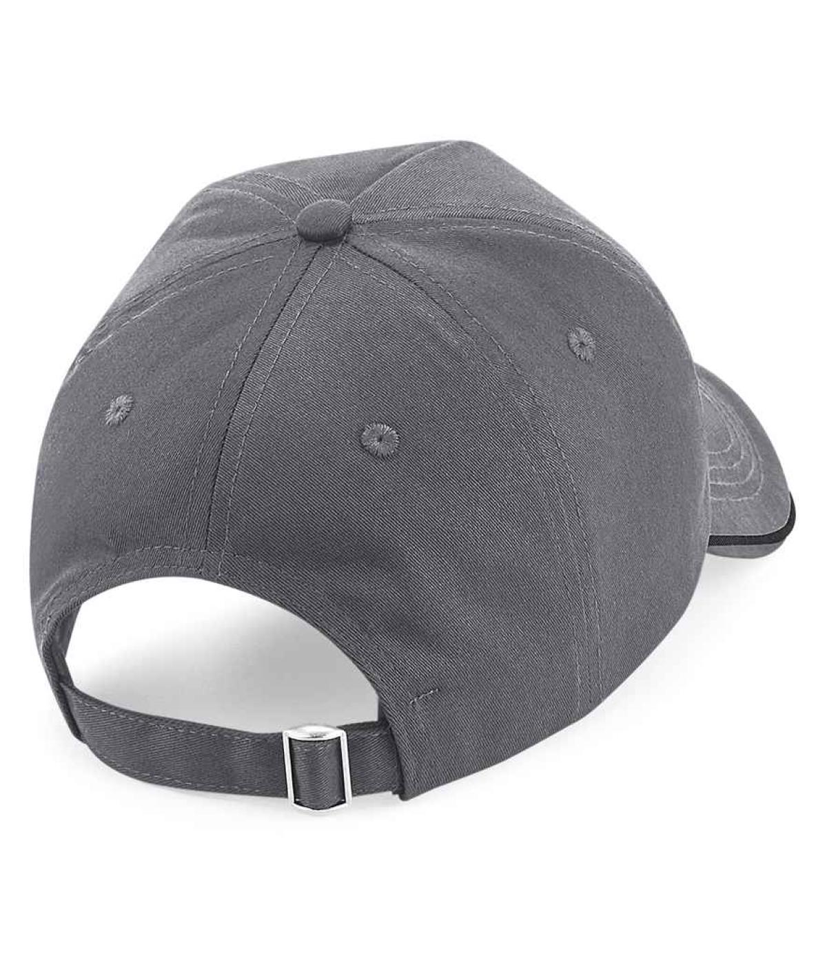 Beechfield Authentic Piped 5 Panel Cap - Graphite Grey/Black