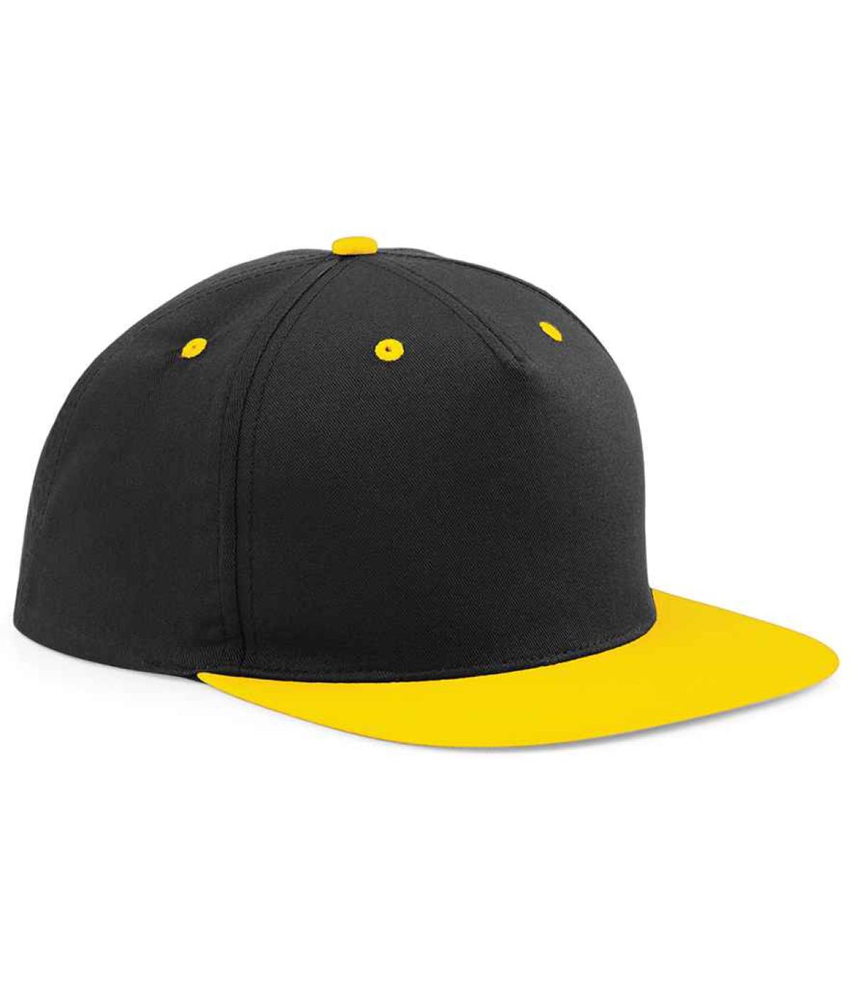 Beechfield 5 Panel Contrast Snapback - Black/Yellow