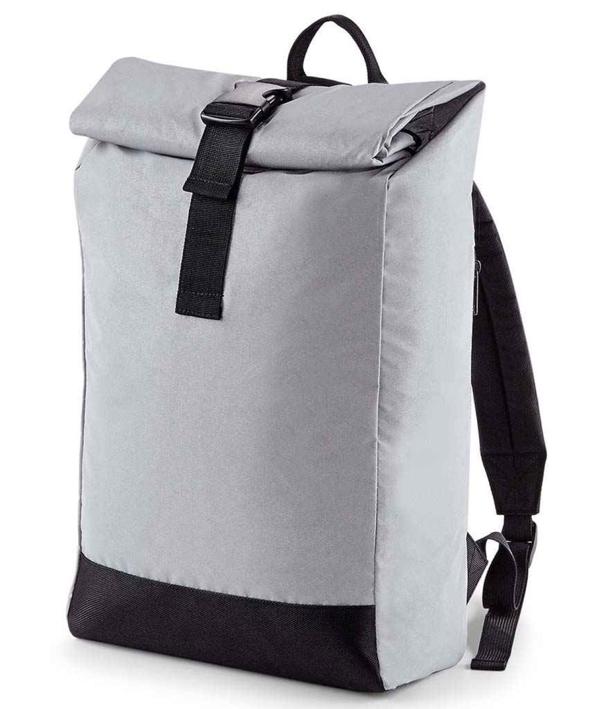 BagBase Reflective Roll-Top Backpack - Silver Reflective