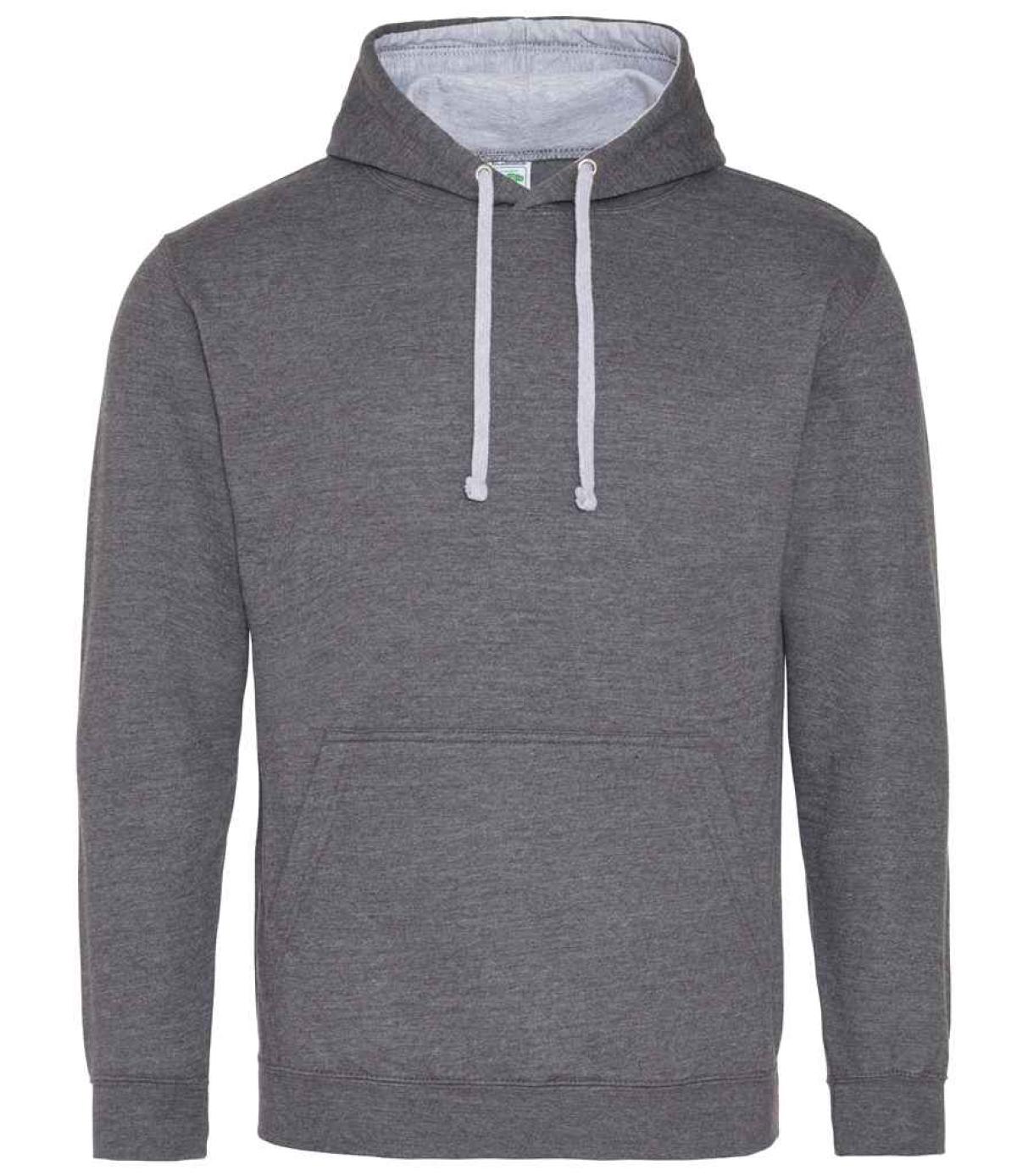 AWDis Varsity Hoodie - Charcoal/Heather Grey