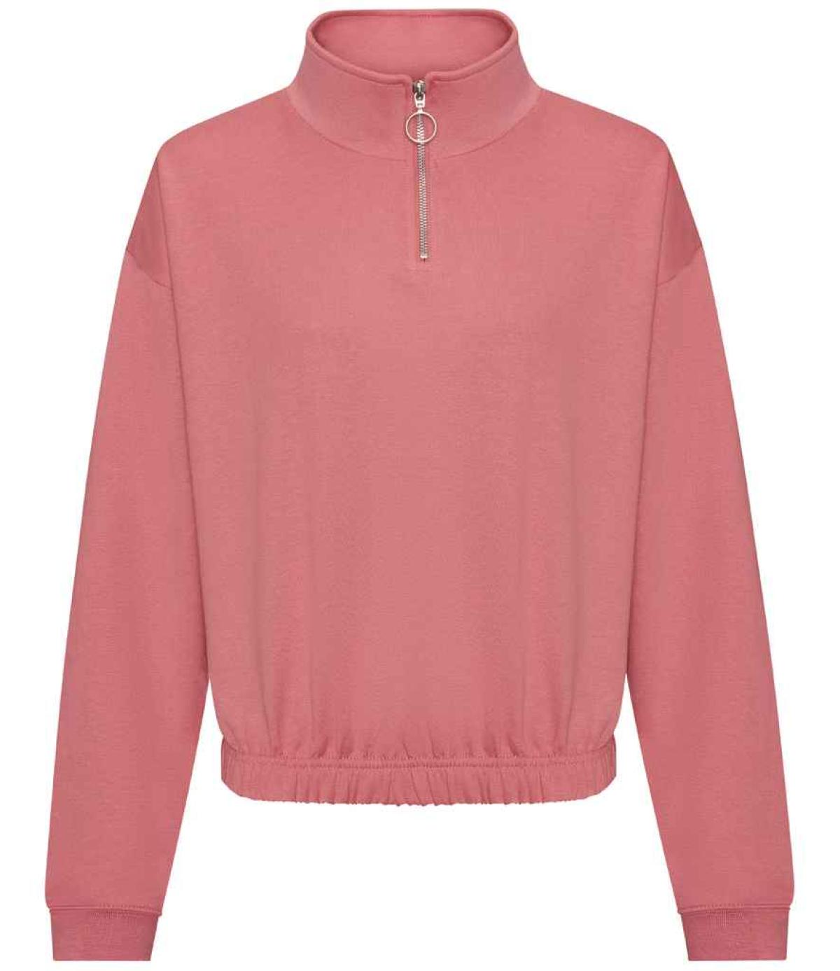AWDis Ladies Cropped 1/4 Zip Sweatshirt - Dusty Rose