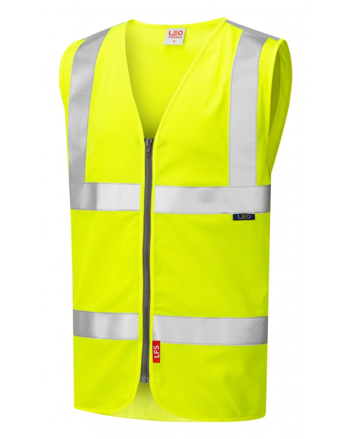 LEO MEETH ISO 20471 Cl 2 LFS Zip Waistcoat (EN 14116) - Yellow
