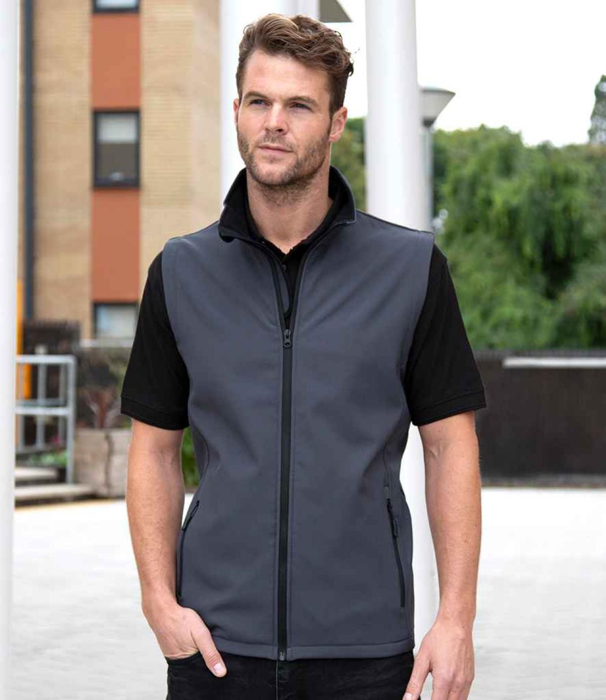 Result Core Printable Soft Shell Bodywarmer - Charcoal/Black