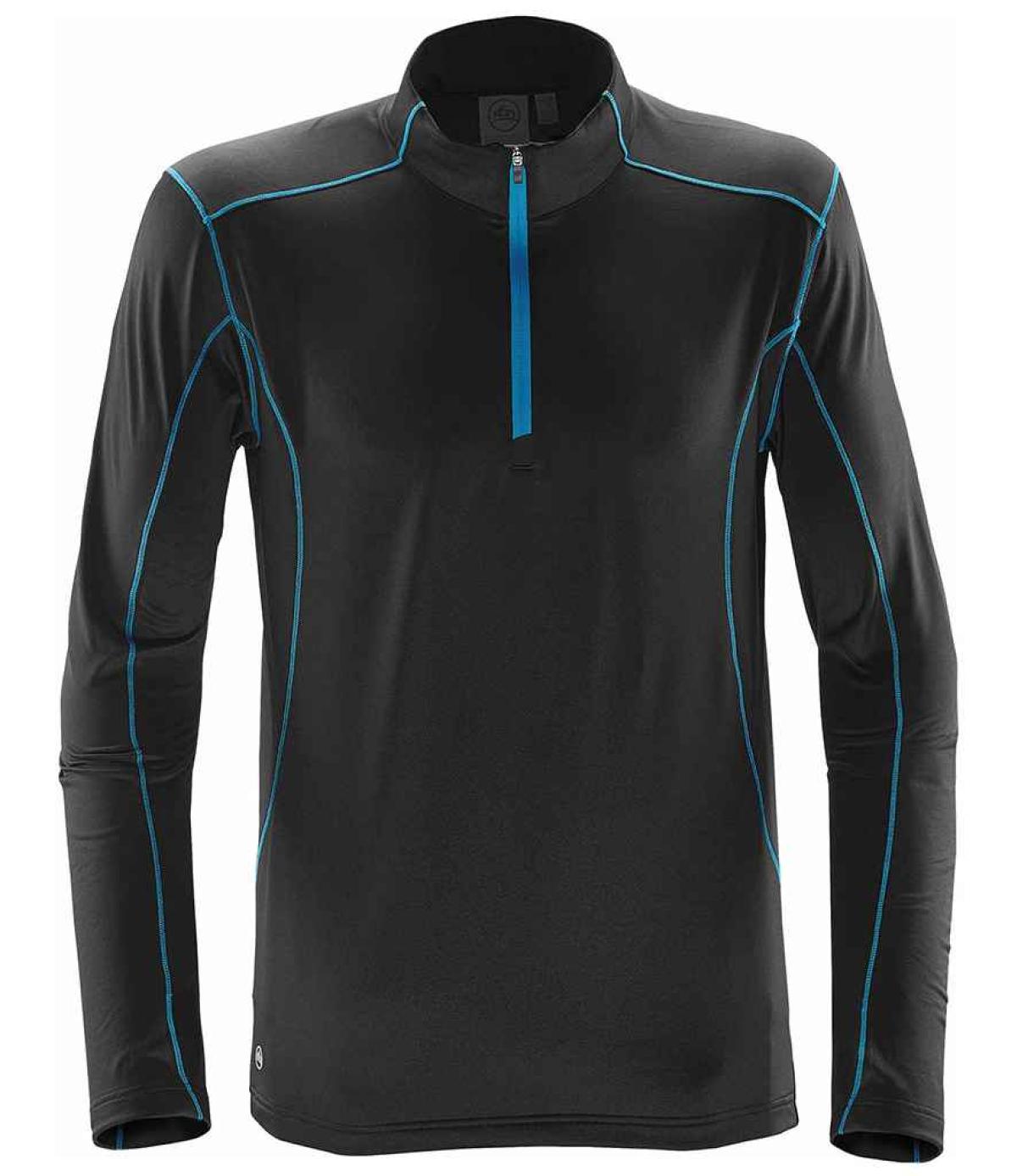 Stormtech Pulse Fleece Pullover Zip Neck Top - Black/Electric Blue